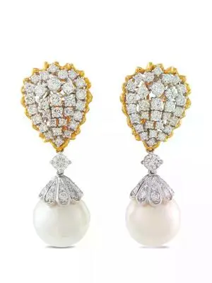 LB EXCLUSIVE 18k Yellow Diamond And Pearl Drop Earrings - Gold