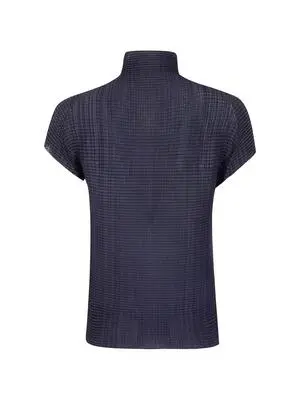 Issey Miyake High-neck Plissé Top - Blue