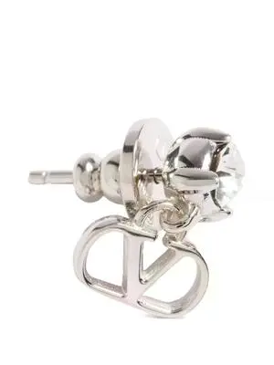 Valentino Garavani Vlogo Signature Earrings In Metal And Swarovski Crystals - Silver