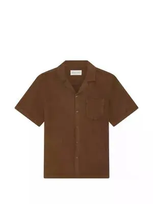Frescobol Carioca Angelo Slub-texture Camp-collar Shirt - Brown