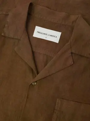 Frescobol Carioca Angelo Slub-texture Camp-collar Shirt - Brown