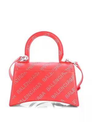 Balenciaga Hourglass Allover Logo Crystal Xs Satchel - Red