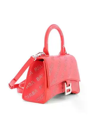 Balenciaga Hourglass Allover Logo Crystal Xs Satchel - Red
