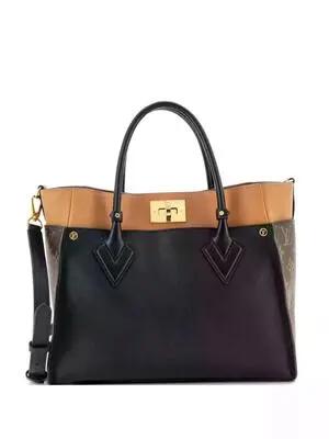 LOUIS VUITTON On My Side Leather With Monogram Canvas Mm Tote Bag - Black