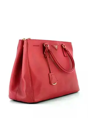 Prada Saffiano Leather Double Zip Large Tote Bag - Red