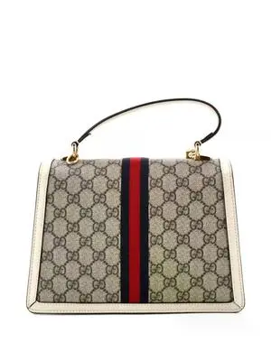 Gucci Ophidia Flap Top Handle Bag Gg Coated Canvas Small Satchel