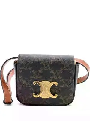 Celine Claude Triomphe Coated Canvas Mini Shoulder Bag - Brown