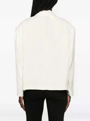 CARLA G. White Twill Double-breasted Peak-lapel Jacket