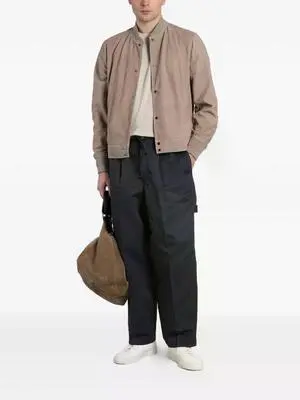 SALVATORE SANTORO Suede Bomber Jacket - Neutrals