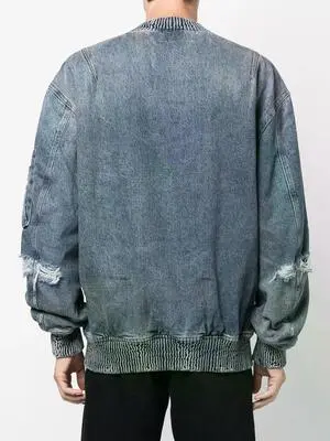 DIESEL® Denim Bomber Jacket With Ribbed Collar