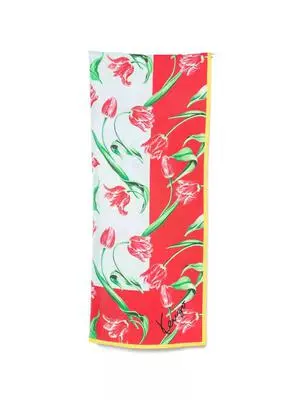 Kenzo Tulip-print Silk Scarf - Blue