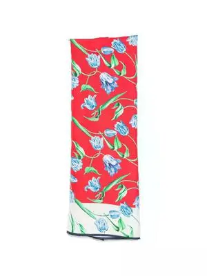 Kenzo Floral-print Silk Scarf - Red