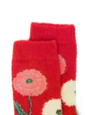 BONNE MAISON Floral Intarsia Ribbed Trim Crew Socks