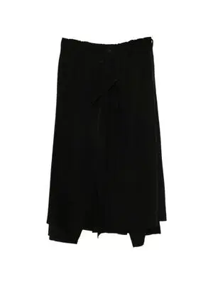 Yohji Yamamoto Layered Trousers With Wrap Detail - Black