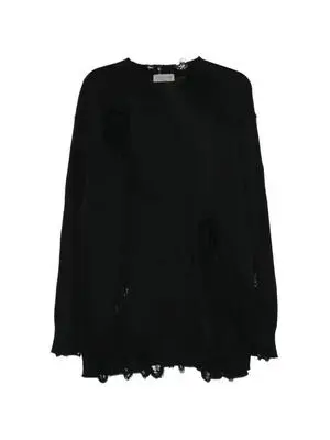 Yohji Yamamoto Distressed Crew Neck Long Sleeve Sweater