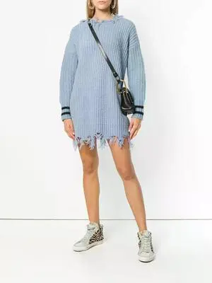 Pinko Wool-blend Frayed Hem Knitted Dress
