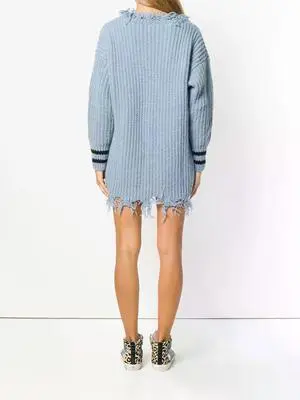 Pinko Wool-blend Frayed Hem Knitted Dress