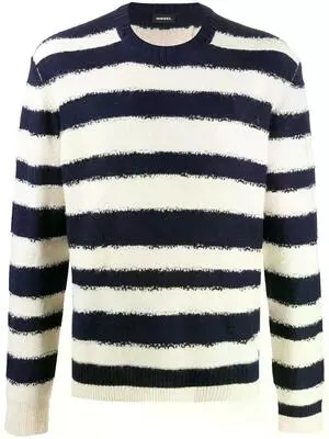 DIESEL® Striped Crew Neck Sweater - Neutrals