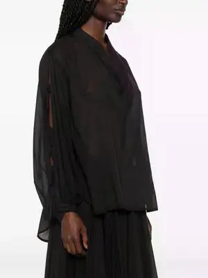 PHILIA LOFT Cotton Cut-out Blouse With Puff Sleeves
