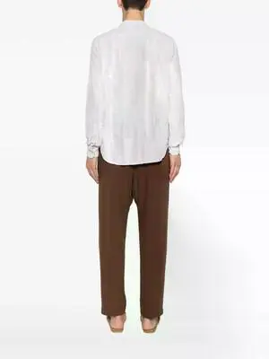 Imperial Vertical-stripe Band-collar Shirt
