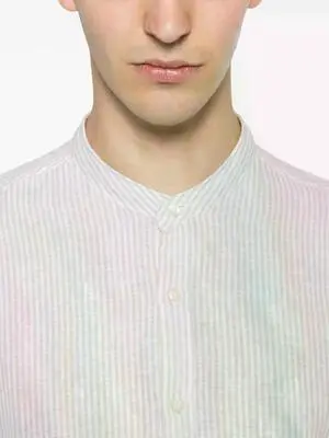 Imperial Vertical-stripe Band-collar Shirt