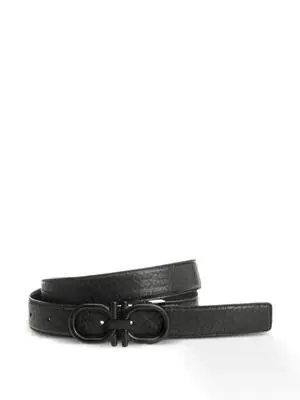 FERRAGAMO Gancini Pebbled Leather Belt - Black