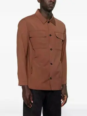 MICHAEL COAL James Pocket Button-fastening Overshirt - Brown