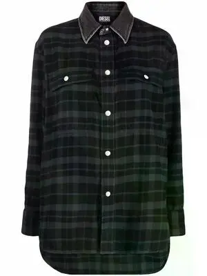 DIESEL® Checked Cotton Shirt With Contrasting Collar
