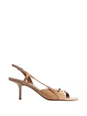 By Far Sierra Crocodile-effect Sandals - Neutrals