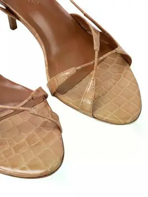 By Far Sierra Crocodile-effect Sandals - Neutrals