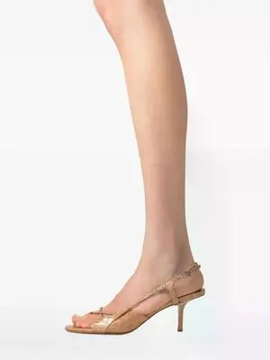 By Far Sierra Crocodile-effect Sandals - Neutrals