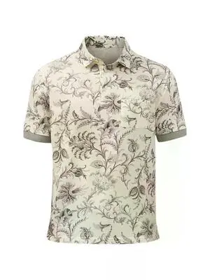 Etro Floral-print Pocket Polo Shirt - Neutrals