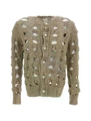 Comme Des Garçons Distressed Long Sleeve Cardigan