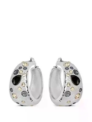 Oscar De La Renta Crystal Embellished Hoop Earrings - Silver