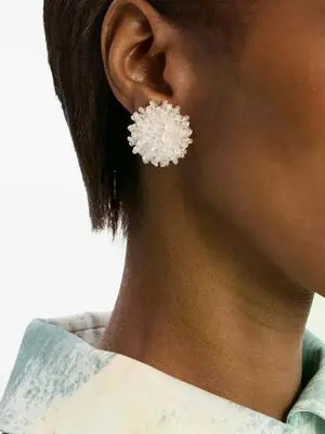 Oscar De La Renta Beaded Cluster Stud Earrings - Silver