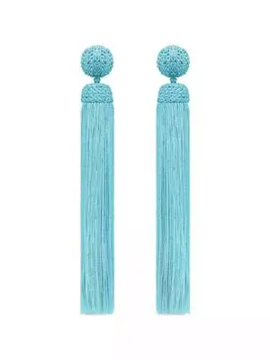 Oscar De La Renta Silk Rope Tassel Clip-on Earrings - Blue