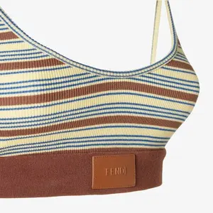 Fendi Striped Rib Knit Bra Top