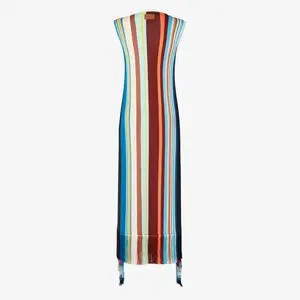 Fendi Sleeveless Striped Intarsia Dress