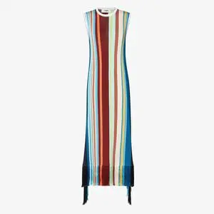 Fendi Fendi Sleeveless Striped Intarsia Dress Multicolour