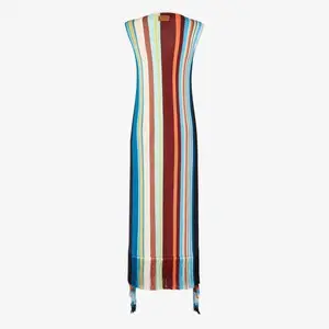 Fendi Sleeveless Striped Intarsia Dress - Multicolour