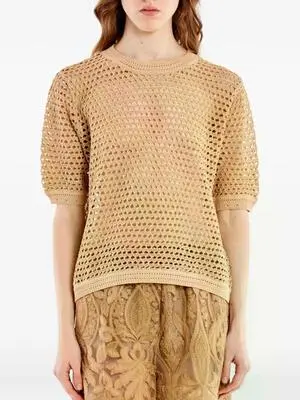 VICOLO Open-knit Short-sleeve Sweater