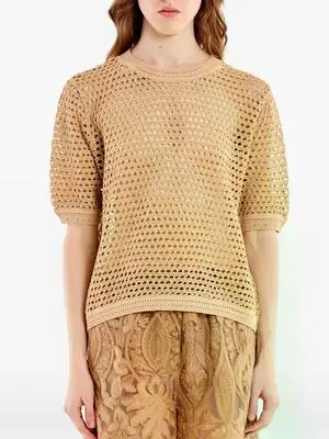 VICOLO Open-knit Short-sleeve Sweater