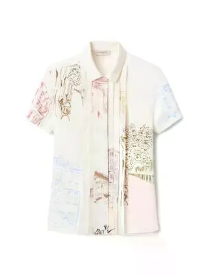 Lafayette 148 New York Manhattan Print Short-sleeved Shirt