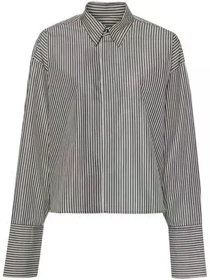 AMI Paris Striped Cotton Cropped Shirt