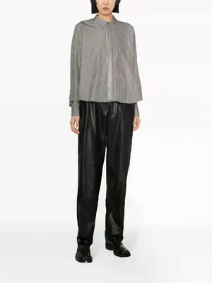 AMI Paris Striped Cotton Cropped Shirt