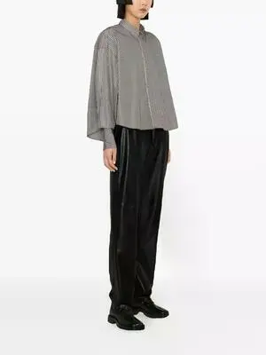 AMI Paris Striped Cotton Cropped Shirt