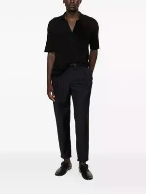 WHITE SAND Pinstripe Pattern Pleated Trousers - Blue