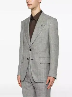 TOM FORD Herringbone-pattern Peak-lapels Blazer - Grey