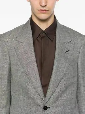 TOM FORD Herringbone-pattern Peak-lapels Blazer - Grey