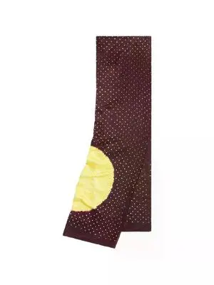 Tory Burch Ruched Silk Oblong Scarf - Brown